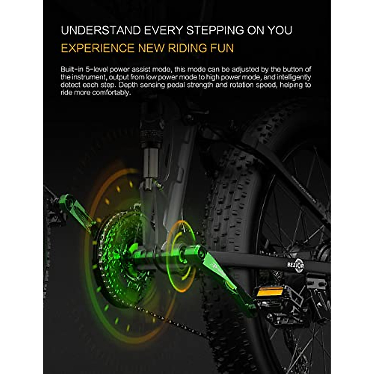 Bezior X PLUS Electric Bike for Adults, Foldable 26"x4.0 Fat Tire Electric Bicycle, 1500w Motor 48V 17.5Ah Removable Lithium Battery, Up to 25 MPH, Shimano 27-Speed Gear and Dual Shock Absorber Ebikes