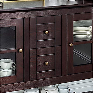 Walker Edison Charlotte Classic Glass Door Storage Buffet, 52 Inch, Espresso