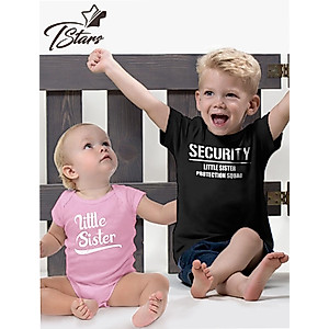 Tstars Big Brother & Little Sister Siblings Set - Security For My Little Sister Shirts Toddler Kids T-Shirt Black 2T / Baby Bodysuit Pink Newborn (0-3M)