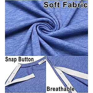 Deyeek Men's Post Shoulder Surgery Shirts Recovery Tear Away Short Sleeve Full Open Side Snap Adaptive Chemo Clothing