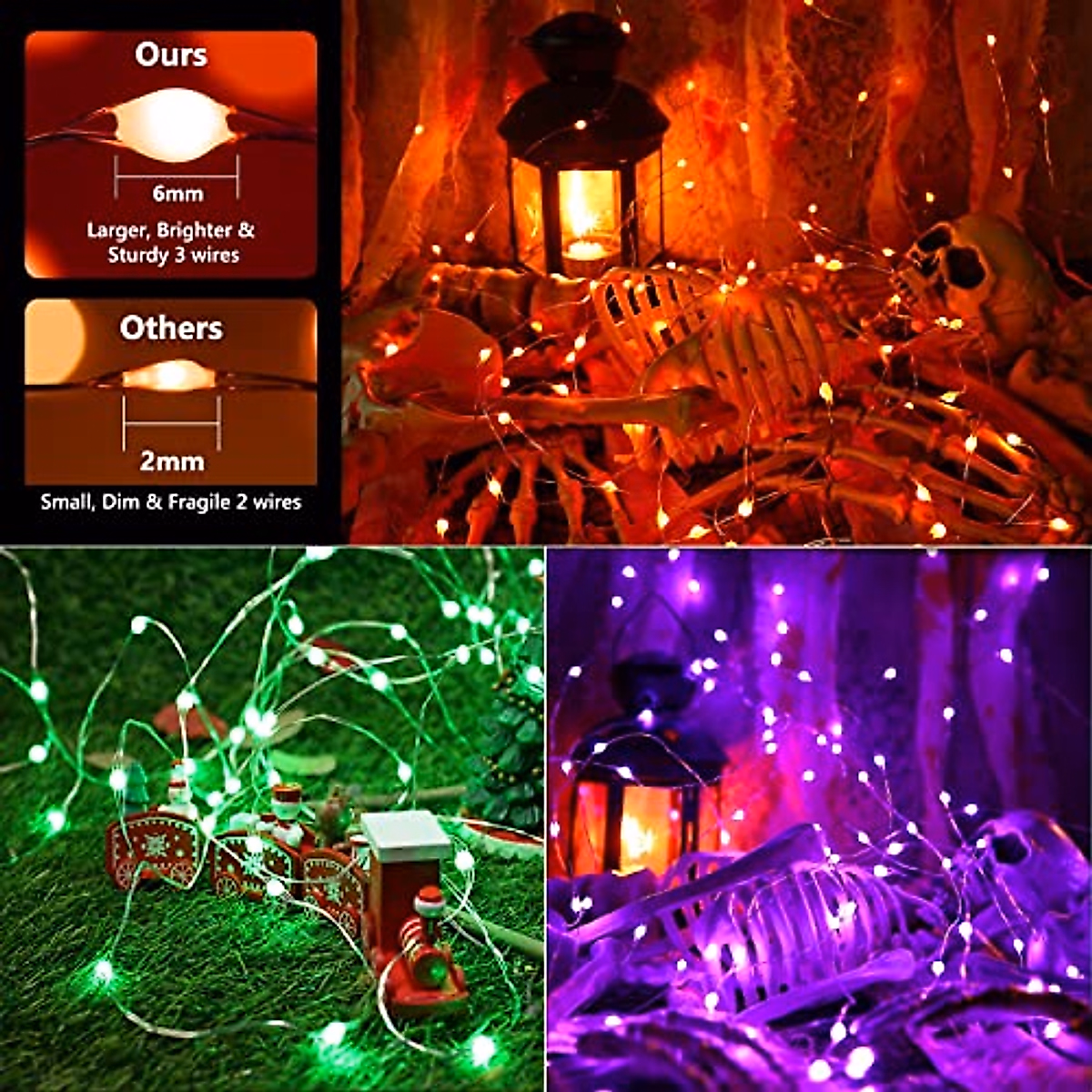 BrizLabs USB Halloween Fairy String Lights, 33ft 100 LED Color Changing Orange Purple Fairy Lights with Remote, USB Powered Multi Colored Xmas Tree Twinkle Light for Halloween Christmas