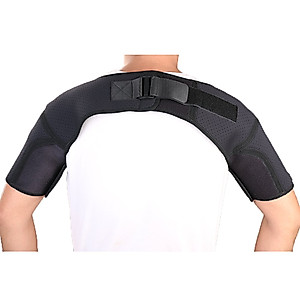 Adjustable Sports Back Shoulder Brace Shoulder Pad Wrap Support Belt Single Sports Pretector - G08 by Mumian Black (Black)