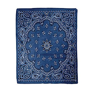 rouihot 60x80 Inches Flannel Throw Blanket Colorful Pattern Blue Paisley Bandana Border Scarf Black Classic Home Decorative Warm Cozy Soft Blanket for Couch Sofa Bed