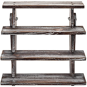 MyGift 4 Tier Cascading Torched Wood Kitchen Countertop Cupcake Bakery Retail Merchandise Display Riser Stand Rack
