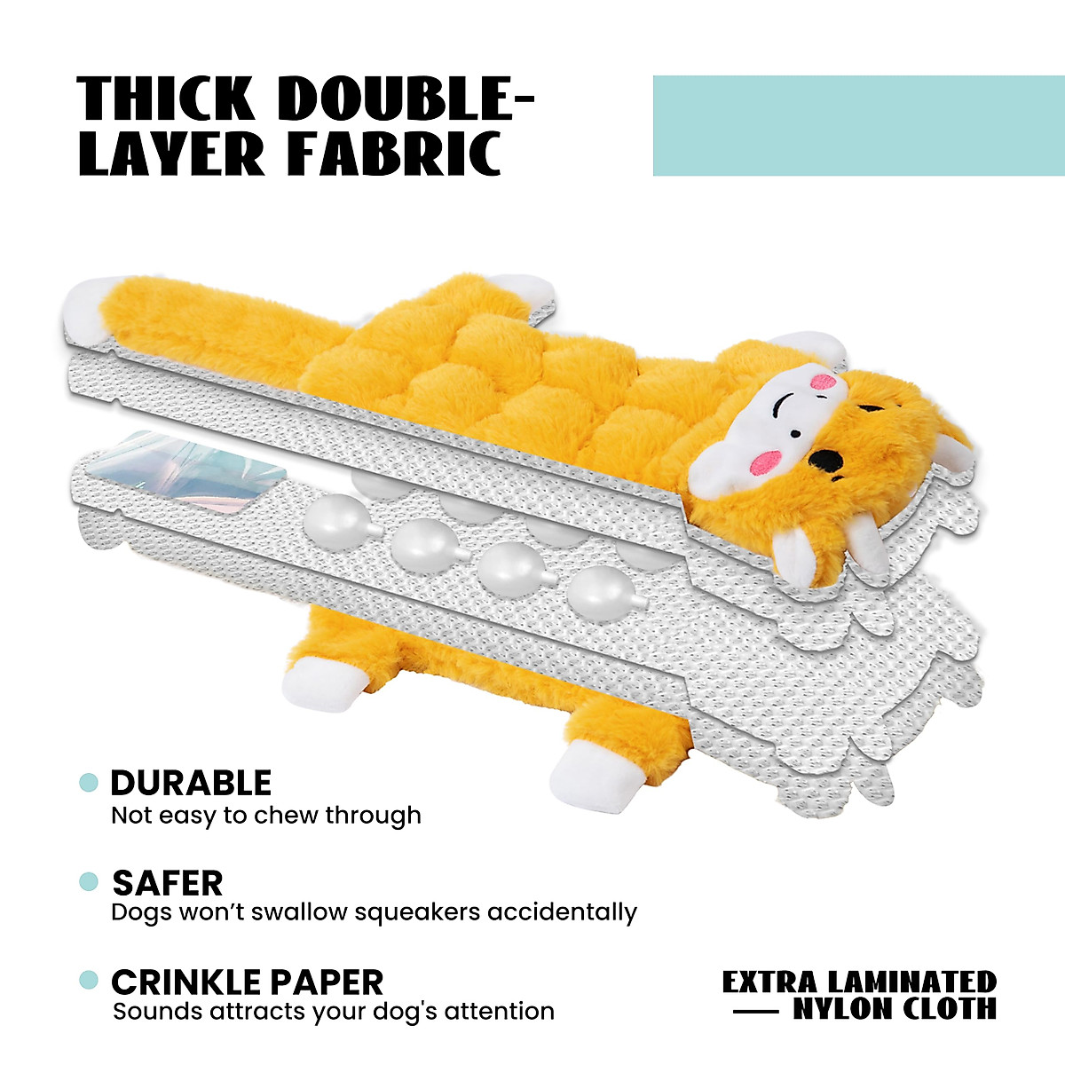 Nocciola Durable Dog Chew Toys for Aggressive Chewers, No Stuffing Dog Toys for Large Dogs, Dog Squeaky Toys for Small Dogs to Large Dogs