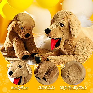 2 Pcs Dog Stuffed Animals Plush, Soft Cuddly Golden Retriever Plush Toys Large Stuffed Dog Toy Stuffed Animals Puppy Dog Toys for Birthday Party, Mother's Day,27.6 Inch and 13.8 Inch(Composite Style)