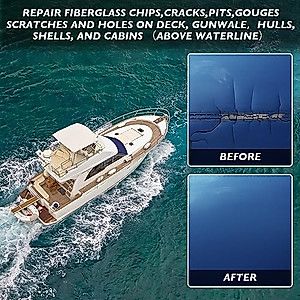 Gel Coat Repair Kit for Boats (Color Match), Fiberglass Boat Repair Kit,Marine Fiberglass Repair Kit,Premium Marine Gelcoat Epoxy Filler,Repair Chips Cracks Pits Holes for Gelcoat Porcelain Fiberglass