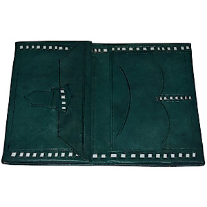 Treasures Of Morocco Handmade Moroccan By-fold Leather Wallet Large Vintage Exquisite Handy Dark green
