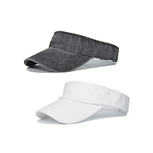 Century Star Visors for Women Mens Sun Visor Hats Sports Outdoor Hat Tennis Running Summer Adjustable Beach Cap Sun Protection Z Black& White One Size