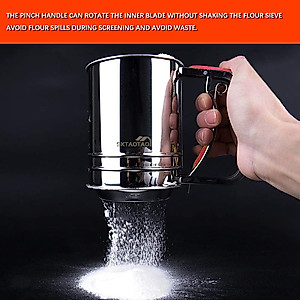 Stainless Steel Flour Sifter for Baking with Silicone Handle(3 Cup)