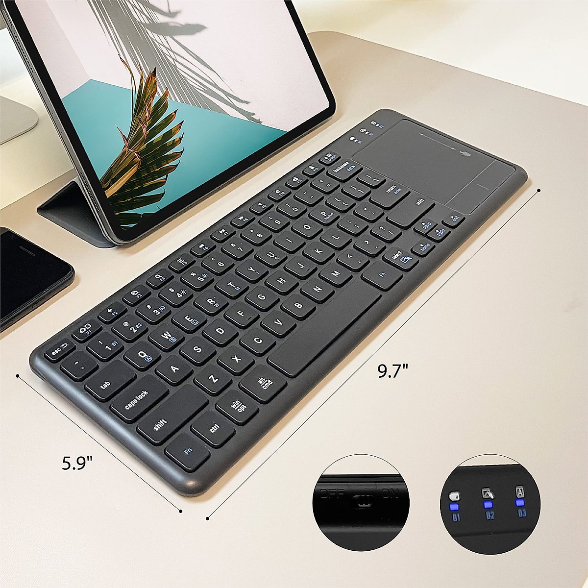 Macally Bluetooth Keyboard with Touchpad for Easy Media Control - Perfect TV Wireless Keyboard with Trackpad for Samsung LG HTPC Mac - Small - Smart TV Keyboard
