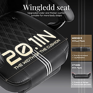 Gaming Chair with Footrest and Pocket Spring Cushion,Big and Tall Game Chair with Cooling Gel and Massage Lumbar,Adjustable High Back Ergonomic Computer Chair for Adults-Supports up to 300LBS Black ﻿