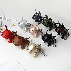 SEADEAR French Bulldog Keychain, PU Leather Dog Keychain with Metal Ring Car Key Ring Pendant Bag Pendant Car Pendant fit for Wallet Handbag Backpack Yellow
