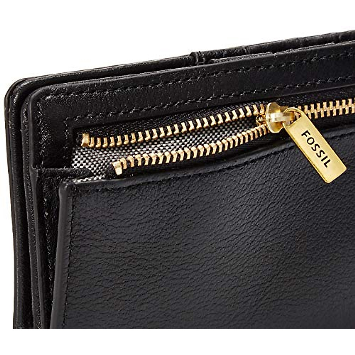 Fossil Women's Liza Leather Wallet Multifunction, Black (Model: SL7986001)