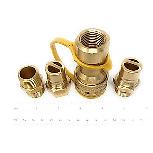 1/2" QDD LP Gas Quick Connect/Disconnect Connector Kit [18654] Solid Brass Dust cover 1/2" NPT Male x QC insert,1/2" NPT Female x QCC Insert Male Nipple 1/2" NPT Natural Gas Propane Fitting Connector