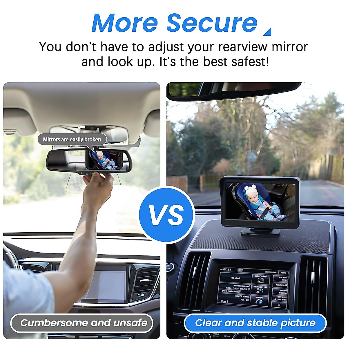 Baby Mirror for Car, Back Seat Baby Car Camera with Night Vision, View Infant in Rear Facing Seat with 4.3-Inch HD Display, Observe The Baby's Every Move at Any Time while Driving