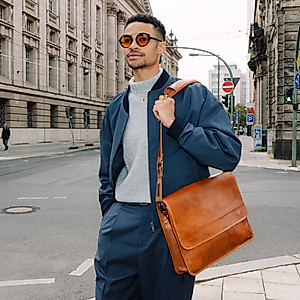 BERLINER BAGS Vintage Genuine Leather Messenger Bag Ghent, Laptop Bag, Work Bag, Briefcase for Men and Women - Brown