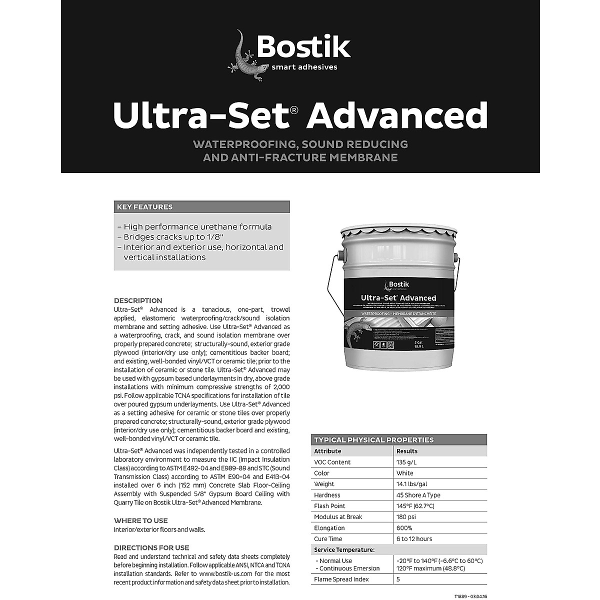 Bostik Ultra-Set Advanced Waterproofing, Sound Reduction and Crack Isolation Membrane