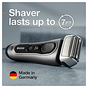 Braun Electric Razor for Men, Series 8 8467cc Electric Foil Shaver with Precision Beard Trimmer, Cleaning & Charging SmartCare Center, Galvano Silver