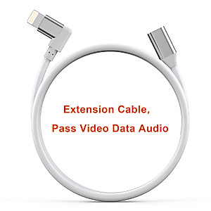 iPhone Charger Extension Cable,[Apple MFi Certified] 90 Degree Lightning Charging Male to Female Extender Dock Cable Adapter for iPhone 14 Pro Max/13/12/11/XS/XR/X/8/7/6 Pass Data Audio