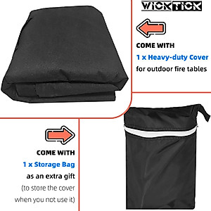 WICKTICK Square Gas Fire Pit Cover 30 x 30 x 25 Inch, Waterproof & 600D Heavy Duty Fire Table Cover, Compatible with Ciays, Xbeauty, Bali Outdoors and More 28x28, 30x30 Inch Patio Propane Firepits