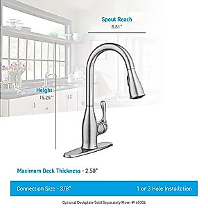 MOEN Kaden Single-Handle Pull-Down Sprayer Kitchen Faucet with Reflex and Power Clean in Mediterranean Bronze