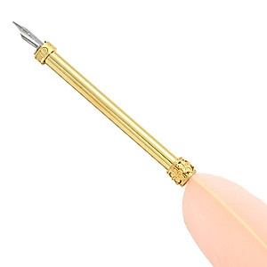 Gullor Vintage Feather Quill Pen, Nuture Feather Dip Pen with Gift Box, Pink