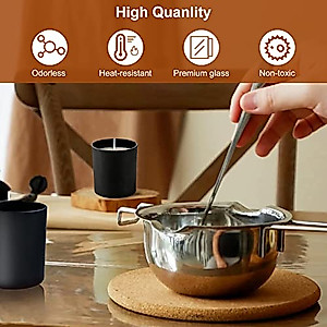 CONNOO 15 Pack 7 OZ Matte Black Candle Jars with Bamboo Lids for Making Candles, Thick Glass Candle Jars Empty Jars in Bulk with lids - Dishwasher Safe