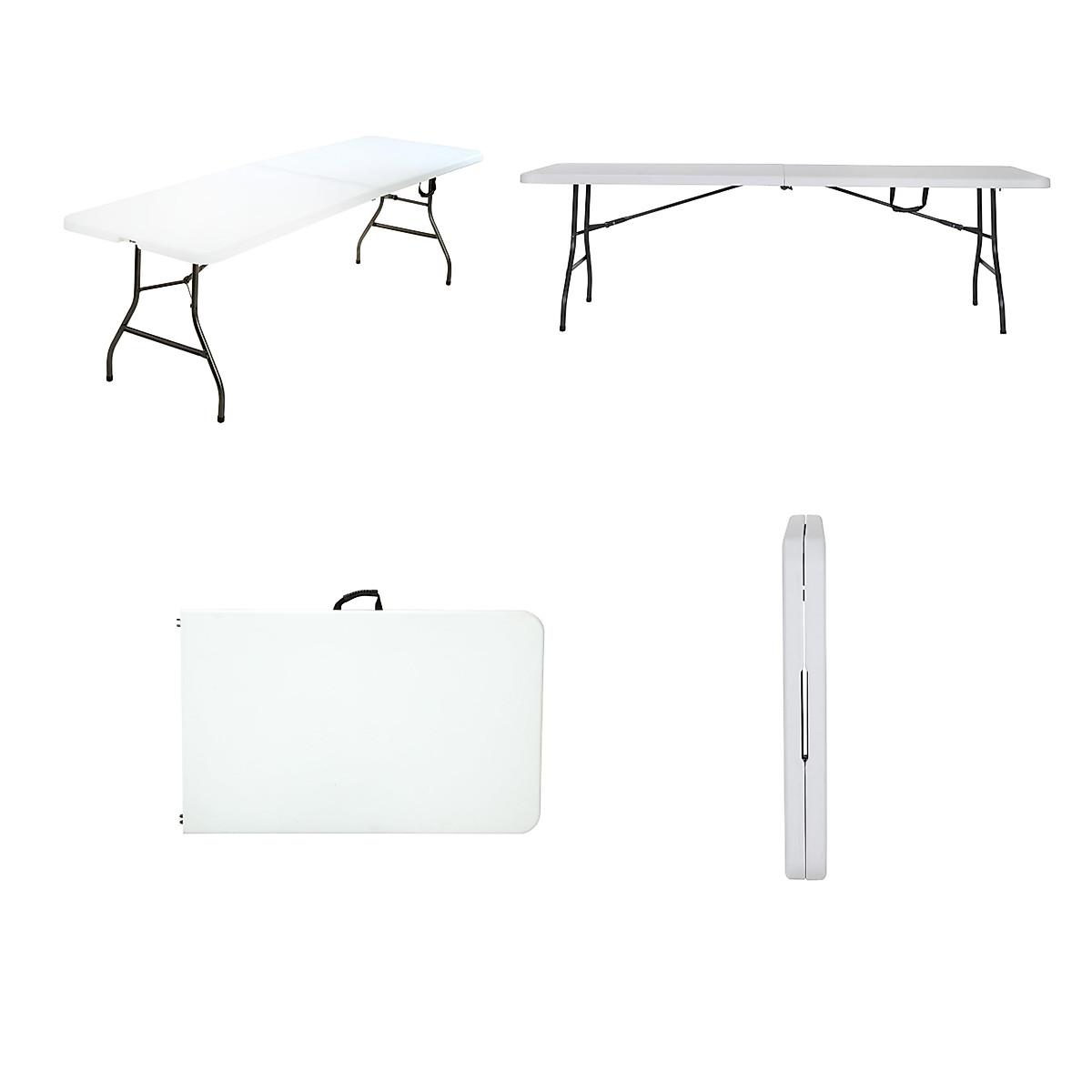 COSCO Fold-in-Half Banquet Table w/Handle, 8ft, White