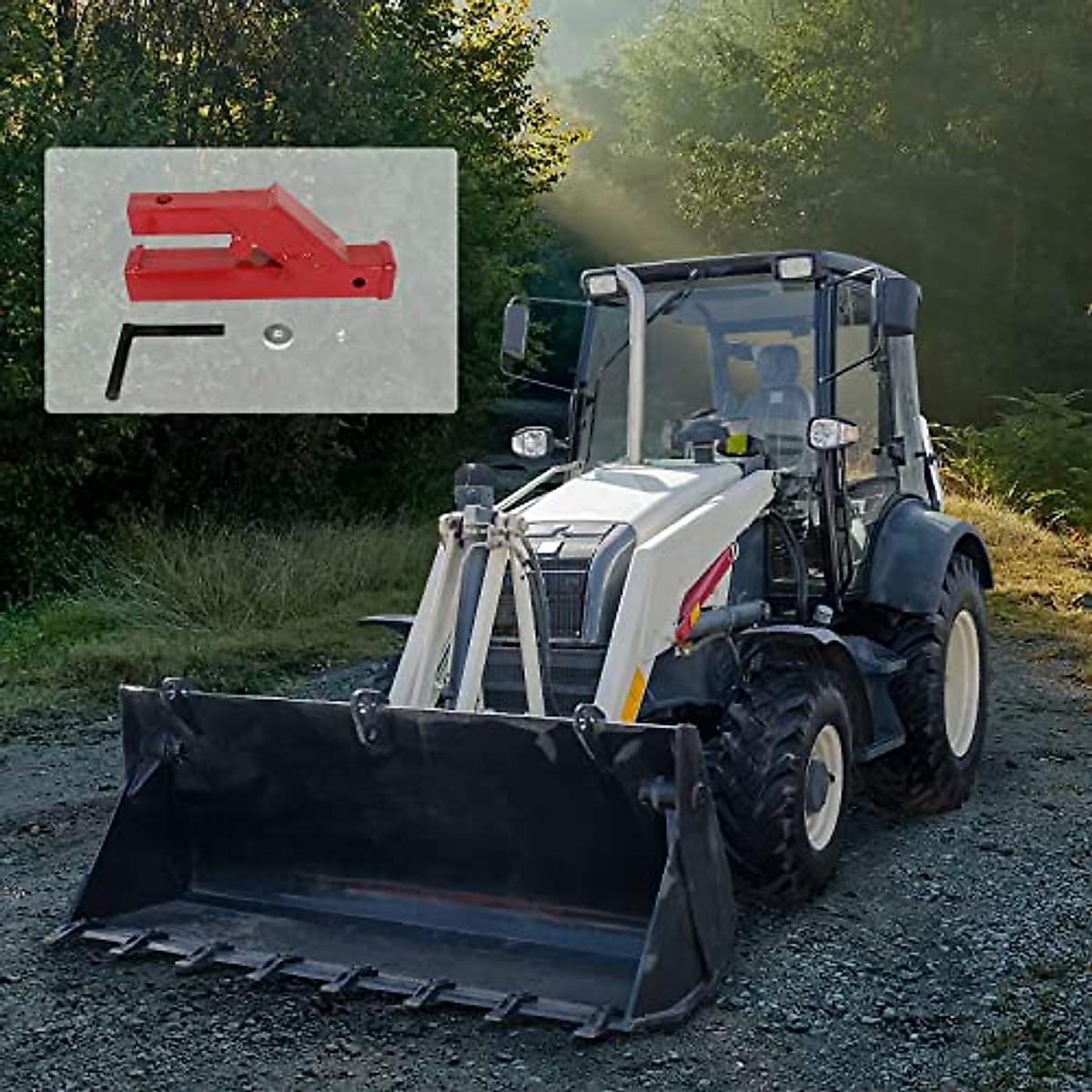 Clamp On Trailer Hitch - 2" Tractor Ball Bucket Trailer Receiver Mount Adapter for Deere Bobcat