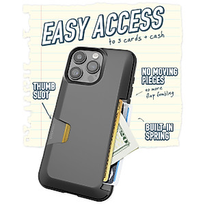 Smartish iPhone 15 Pro Max Wallet Case - Wallet Slayer Vol. 1 [Slim + Protective] Credit Card Holder - Drop Tested Hidden Card Slot Cover Compatible with Apple iPhone 15 Pro Max - Black Tie Affair