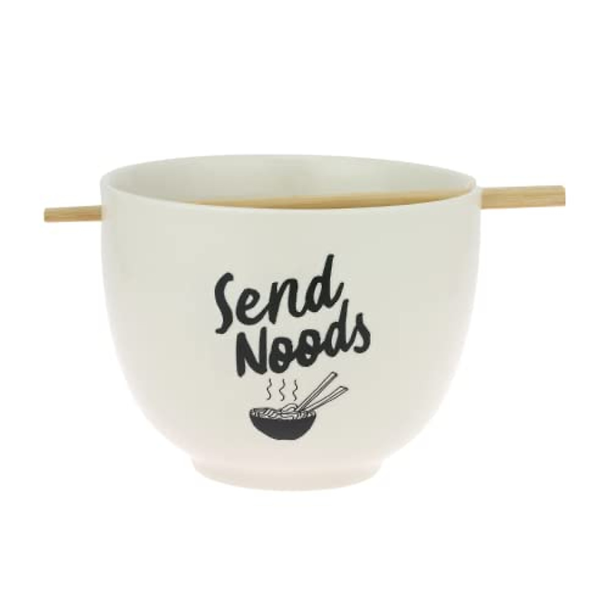 Enesco Our Name is Mud Send Noods Soup Ramen Bowl and Chopsticks, 3.875 Inch, White,1 Ounces