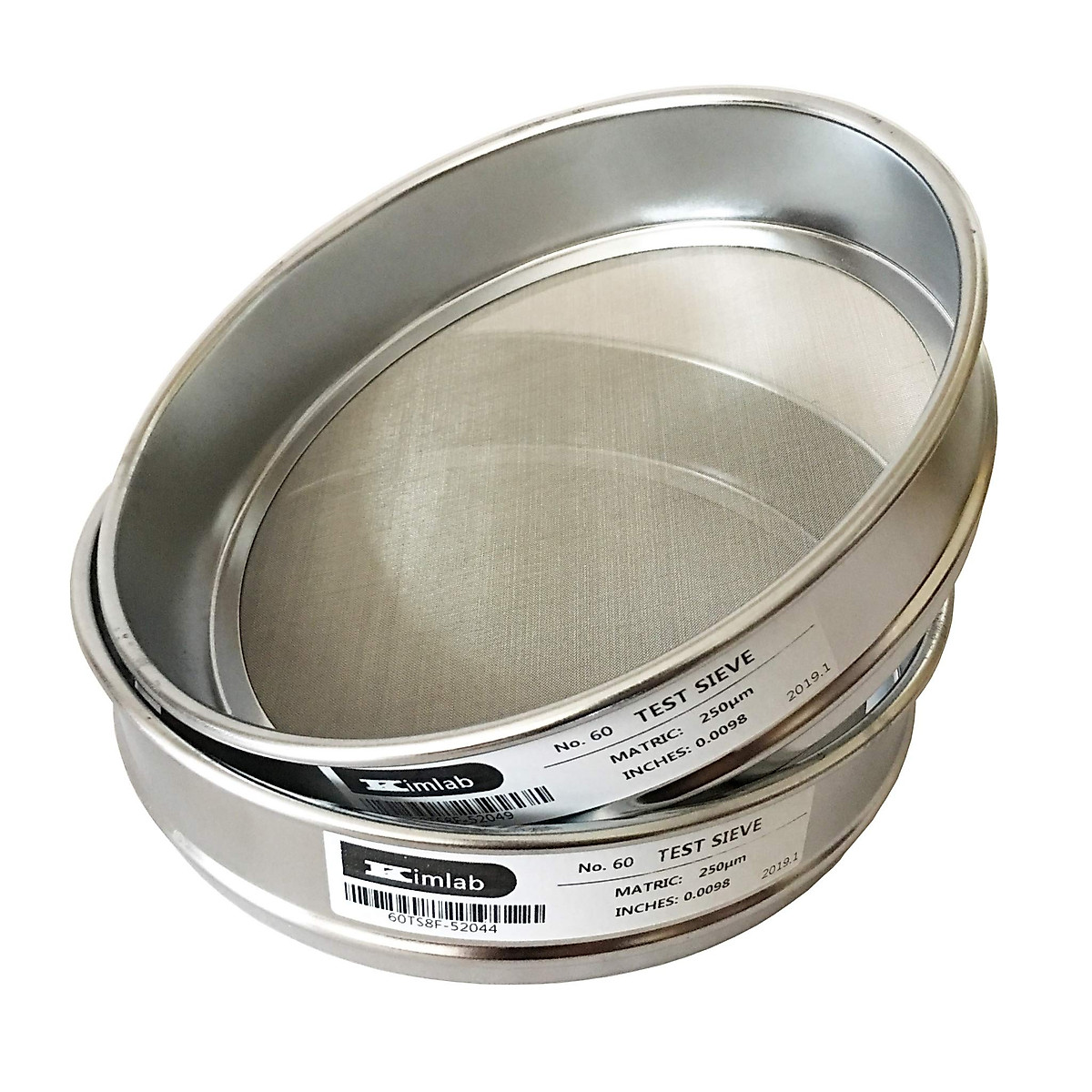 KimLab Economy Test Sieve #60 / 250μm Mesh Size,304 Stainless Steel Wire Cloth, 8" Diameter