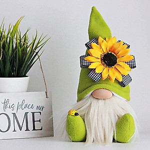 GDYYEZI Sunflower Garden Gnome, Sunflower Spring Gnome Mantel Display,Handmade Gnome Faceless Plush Doll, Farmhouse Tiered Tray Rustic Sca