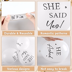 54Pcs Engagement Party Balloons Engagement Party Decorations He Asked，She Said Yes Balloon Cream Heart Shape Silver Confetti Latex Balloon for Bridal Shower Engagement Wedding Party Supplies