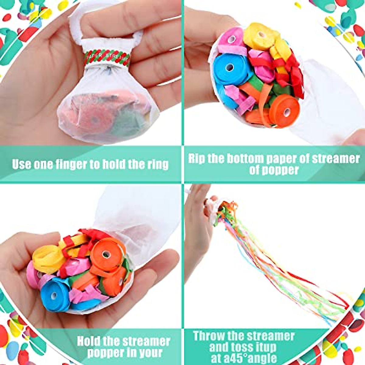 30 Pieces Hand Throw Streamers White Throw Streamers No Mess Confetti Crackers for Wedding, Birthday, Graduation Party Favors