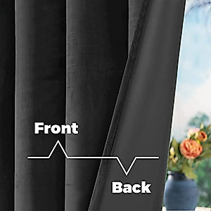 BGment Grey Velvet Blackout Curtains for Living Room, 84 inches Long Thermal Insulated Curtains Noise Reduce Back Tab and Rod Pocket Luxury Panels for Bedroom, 2 Panels, 52 x 84 Inch
