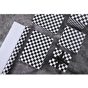 Titiweet Checkered Flag Wrapping Paper Roll- Mini Roll 17 Inches X 33 Feet - Race Car Wrapping Paper for Boys Girls, Cars Wrapping Paper for Birthday Christmas Holiday(Checkered Flag)