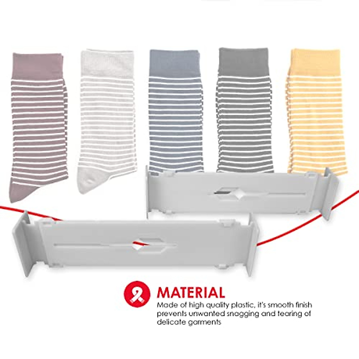 Home Basics 2 Piece Plastic Adjustable Drawer Dividers, White (1) | Organize Any Drawer | Great for Crafts, Accessories & Kitchens | Easy to Adjust to Size