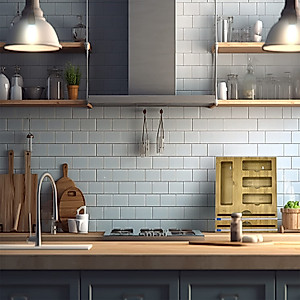 LQQBOX Bamboo Ziplock Bag Storage Organize, 6 in 1 Bamboo Wrap Dispenser Compatible with 12" Parchment Paper Roll Cutter for Gallon, Quart, Sandwich Bags, Roll etc