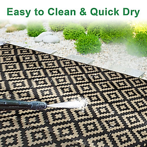 TwoPone Reversible Patio Rug,Outdoor Rug 6'X 9'for Patios Clearance,Plastic Straw Rug,Boho Outdoor Carpet Camping Mats Rv Rugs for Patio,Backyard,Deck,Picnic,Beach,Lawn,Balcony,Porch,Camper