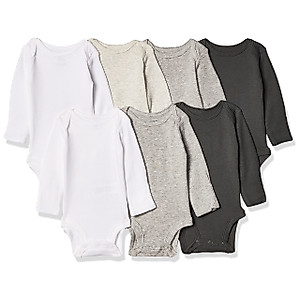 Carter's baby girls 7-pack Long-sleeve Bodysuits T Shirt, Multi/Grey, Preemie US
