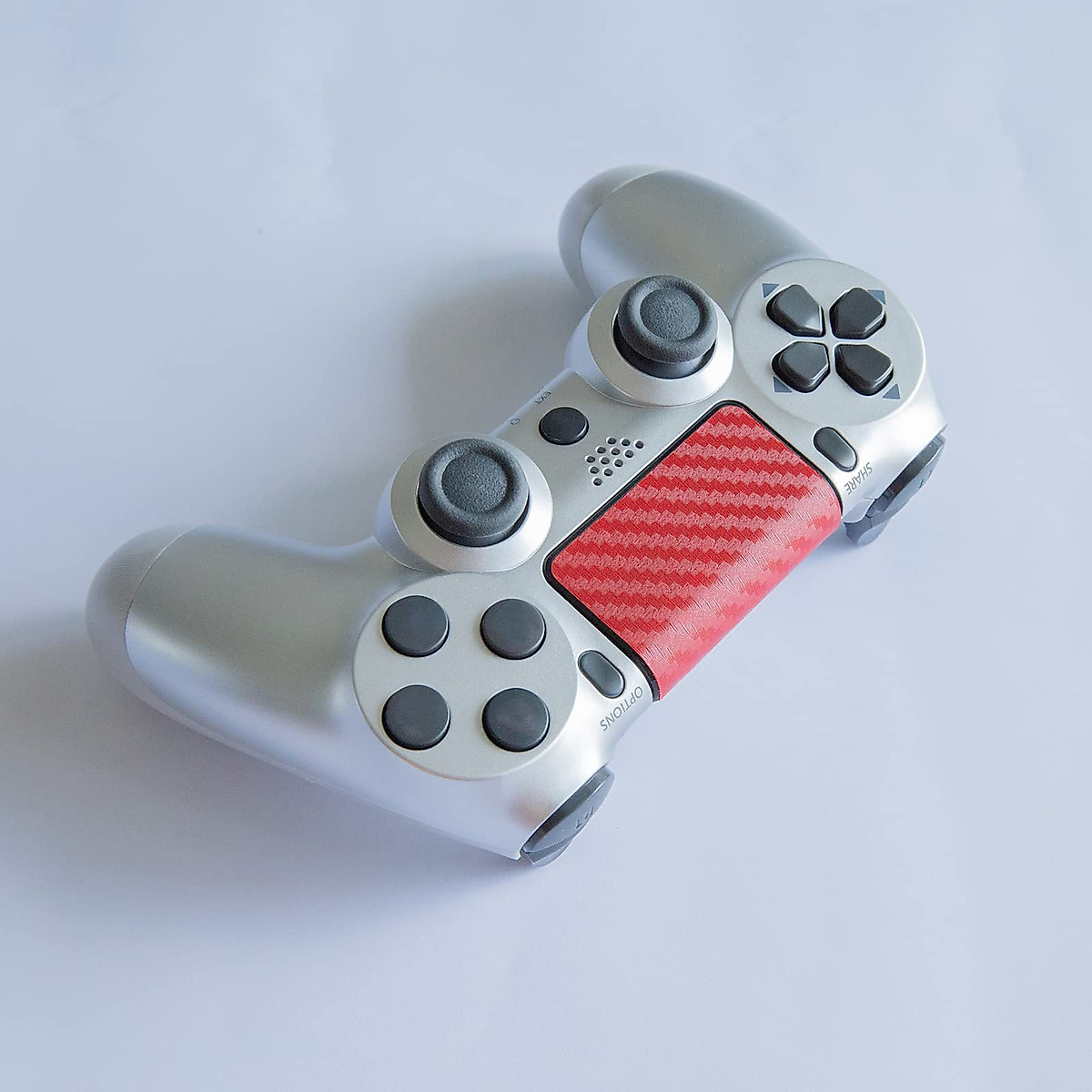 2Pcs of HOTLINEGAMES Touchpad Protector Compatible with PS4 Controller, Enhanced Texture Skin Compatible with PlayStation 4 DualShock,Pre-Cut,Easy to Apply,Easily Add Protection (Carbon Red)