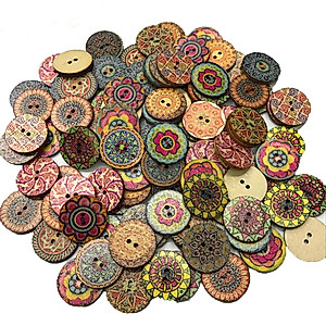 200 PCS Wood Buttons, Vintage Wood Buttons with 2 Holes for DIY Sewing Craft Decorative
