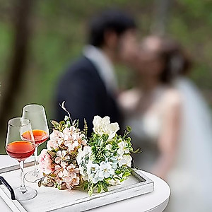 Lallisa 4 Pcs Large Rustic Wooden Serving Tray Rectangular Ottoman Tray with Handles Wood Tray Decorative Serving Trays Platter for Party, Coffee Tables, Breakfast, Home (White,15.75 x 11.81 x 2.36)