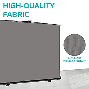 【Retractable Screen】 RAUBAY 78.7in x 74.8in Large Collapsible Grey Backdrop Portable Retractable Panel Photo Gray Background with Stand for Video Conference, Photographic Studio, Streaming