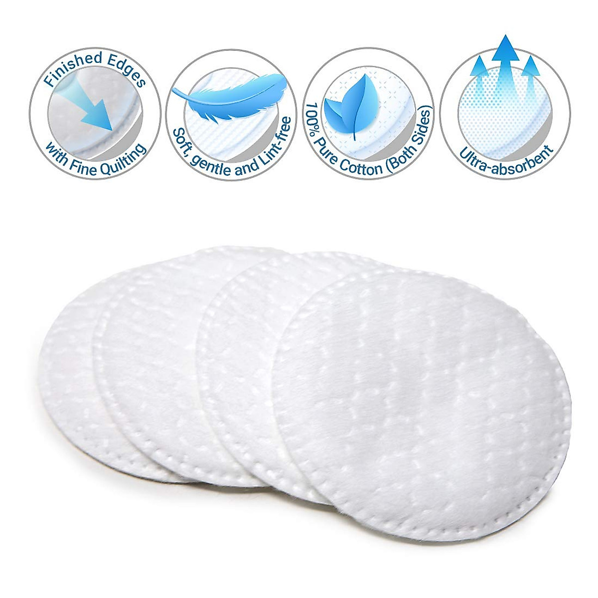 ForPro Professional Collection Premium Stitched Cotton Rounds, 100% Pure Cotton Pads for Removing Makeup, Nail Polish and Cleansing Face, 600-Count (Pack of 6-100 Cotton Rounds)