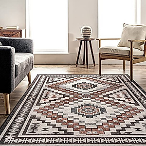 nuLOOM Leighton Machine Washable Southwestern Medallion Area Rug, 8' x 10', Beige
