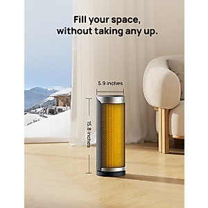 Dreo Space Heaters for Indoor Use, Electric Heater with Remote for Bedroom Large Room, 16 inch Upgraded 1500W Fast Heating with Thermostat, Overheating & Tip-Over Protection, 70°Oscillating, Portable