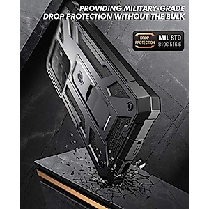 Poetic Spartan Case for Samsung Galaxy S21 Ultra 5G 6.8 inch, Built-in Screen Protector Work with Fingerprint ID, Full Body Rugged Shockproof Protective Cover Case with Kickstand, Metallic Gun Metal